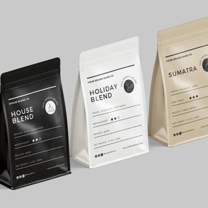 15 Editable Coffee Pouch Label Bundle, Canva Templates for Coffee ...