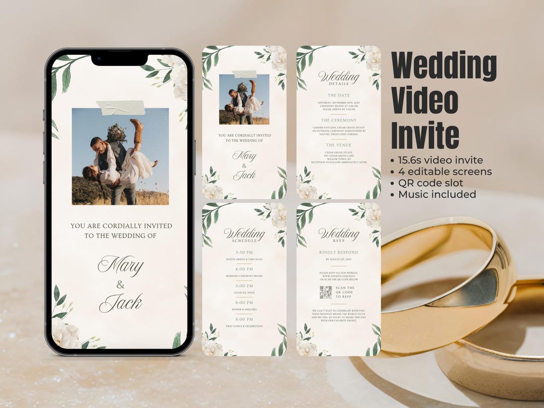 Modèle de toile d'invitation vidéo de mariage | Faire-part vidéo de ...