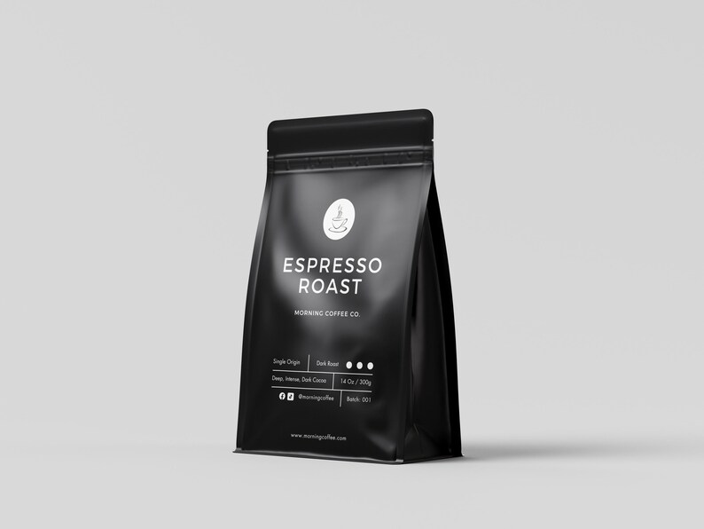 Coffee Bag Label Canva – Coffee Bean Bag Label and Package Set (3 Sizes ...