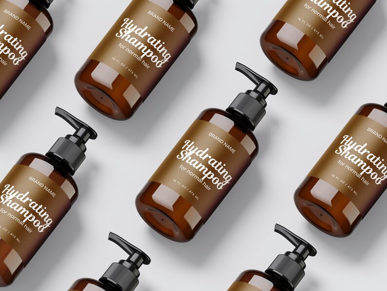 Shampoo Bottle Labels Canva Template | Haircare Product Labels ...
