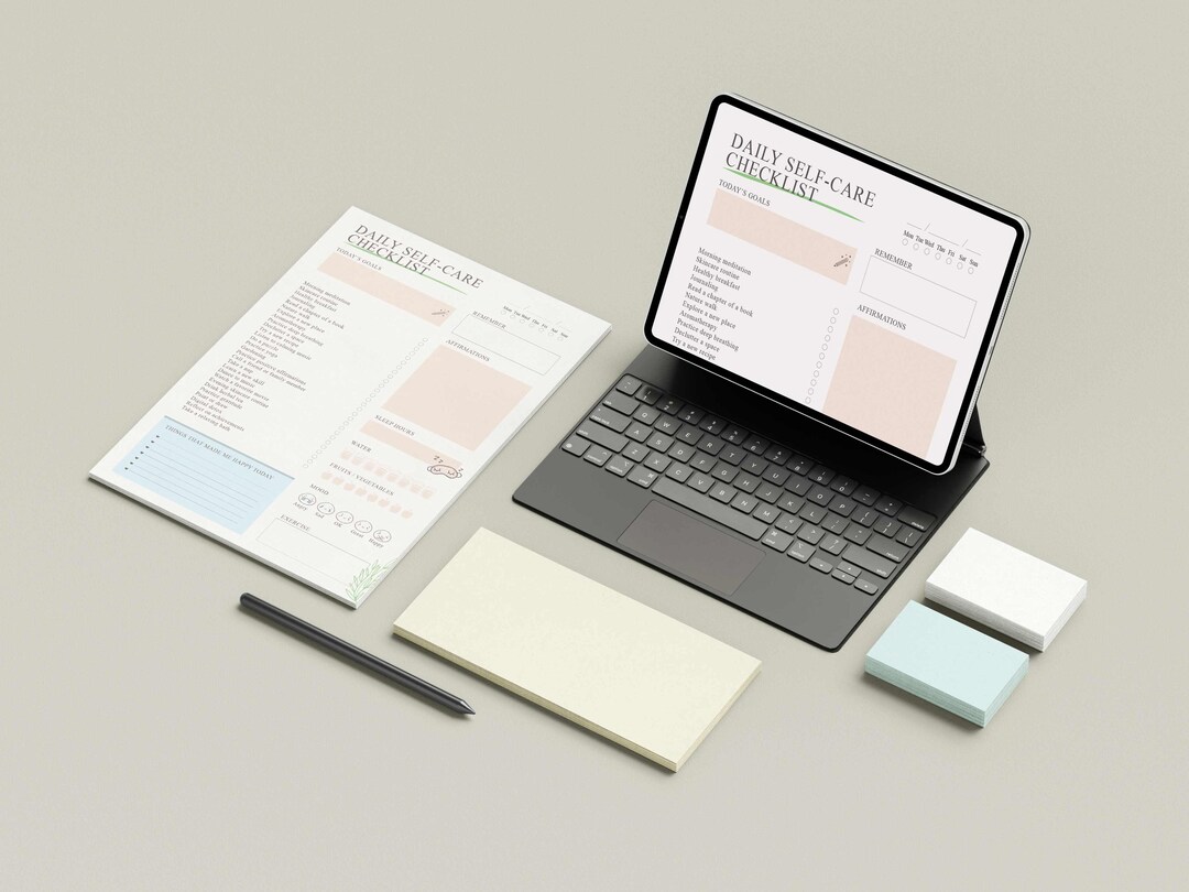 Daily Self Care Checklist Printable Template, Editable PDF, Wellness ...