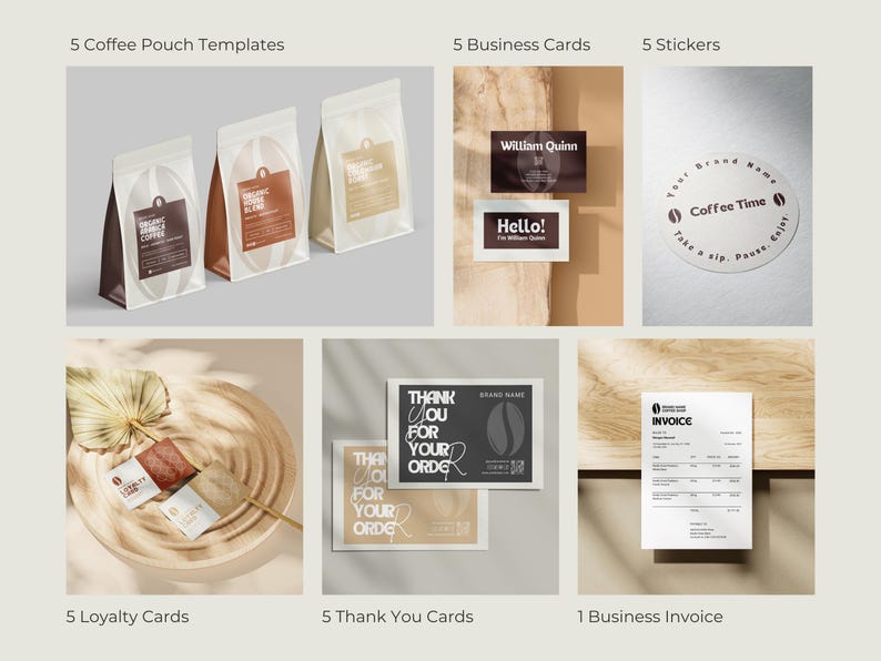 Coffee Packaging Templates Canva | Editable Pouch Labels (3 Sizes ...