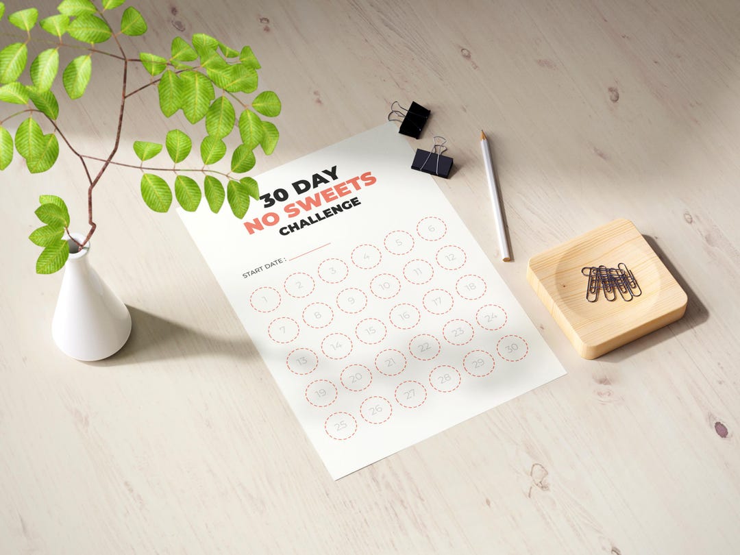 30-day No Sugar Challenge Printable, Editable PDF Tracker for Cutting ...