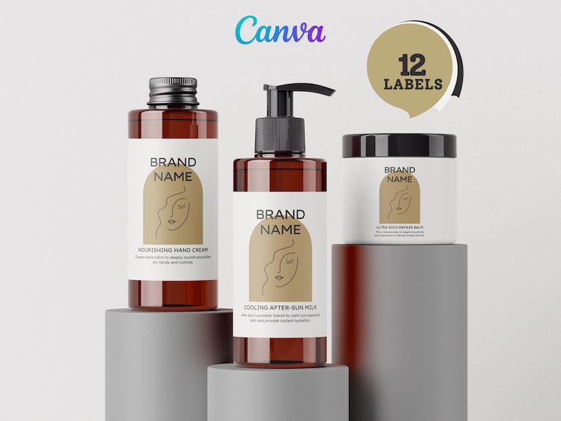 Skincare Labels Canva – Skincare Label Template Set (12 Sizes ...