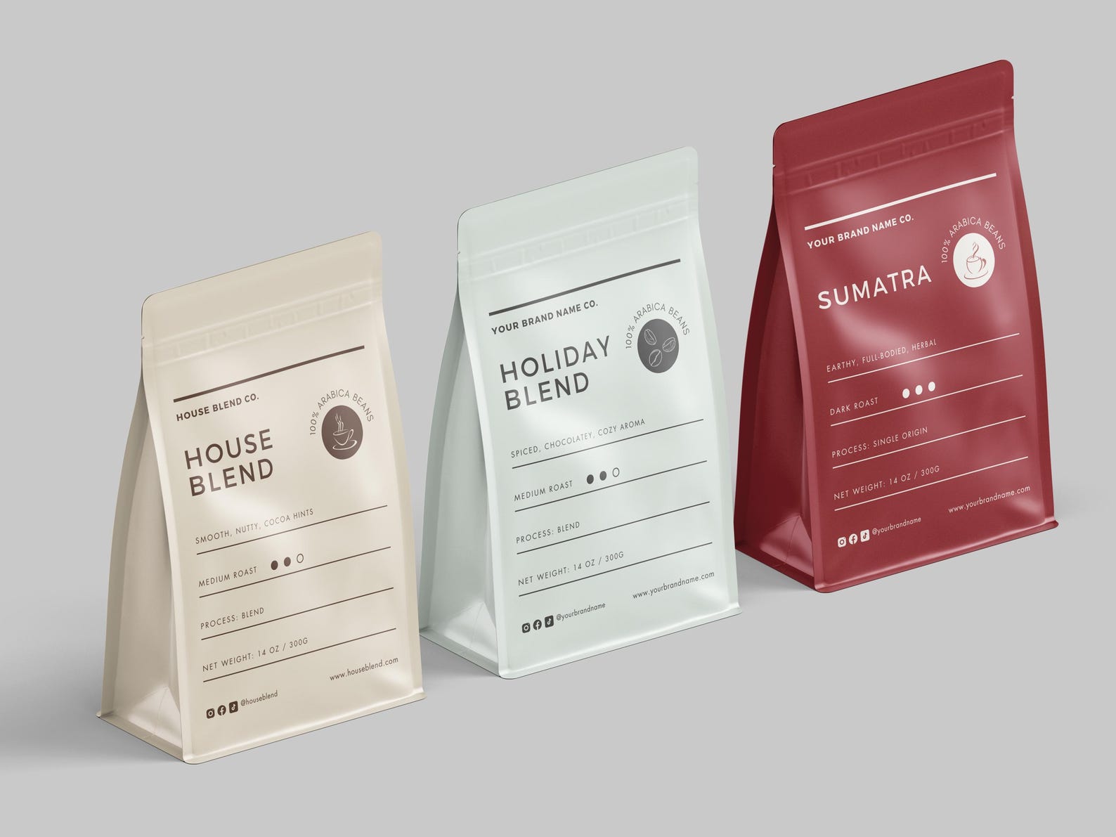Minimal Red Coffee Branding Kit – Holiday Edition, 3 Pouch Labels ...