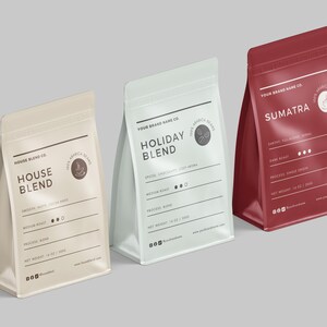 Minimal Red Coffee Branding Kit – Holiday Edition, 3 Pouch Labels ...