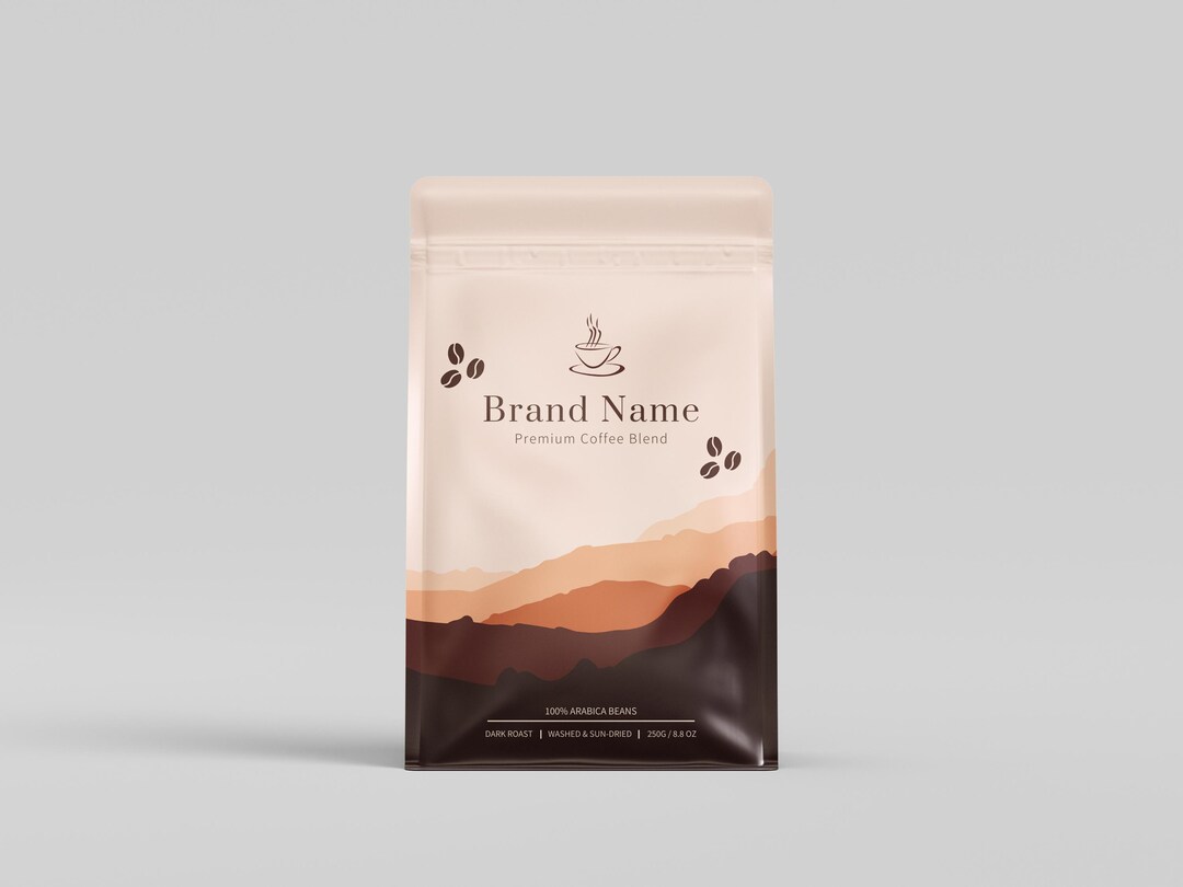 6 Editable Coffee Pouch Labels Template, Customizable Canva Packaging ...