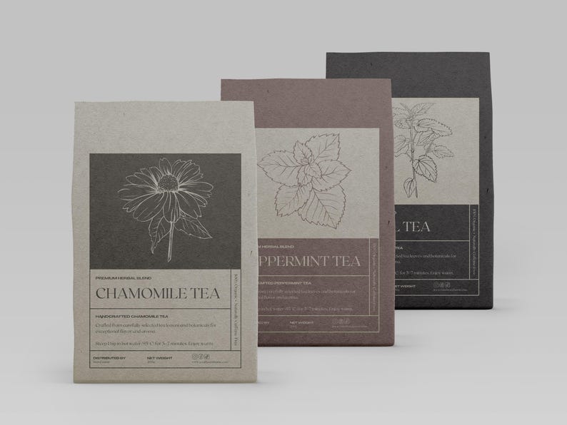Vintage Tea Labels | Tea Label Template Canva (3 Sizes) + Tea Bag ...
