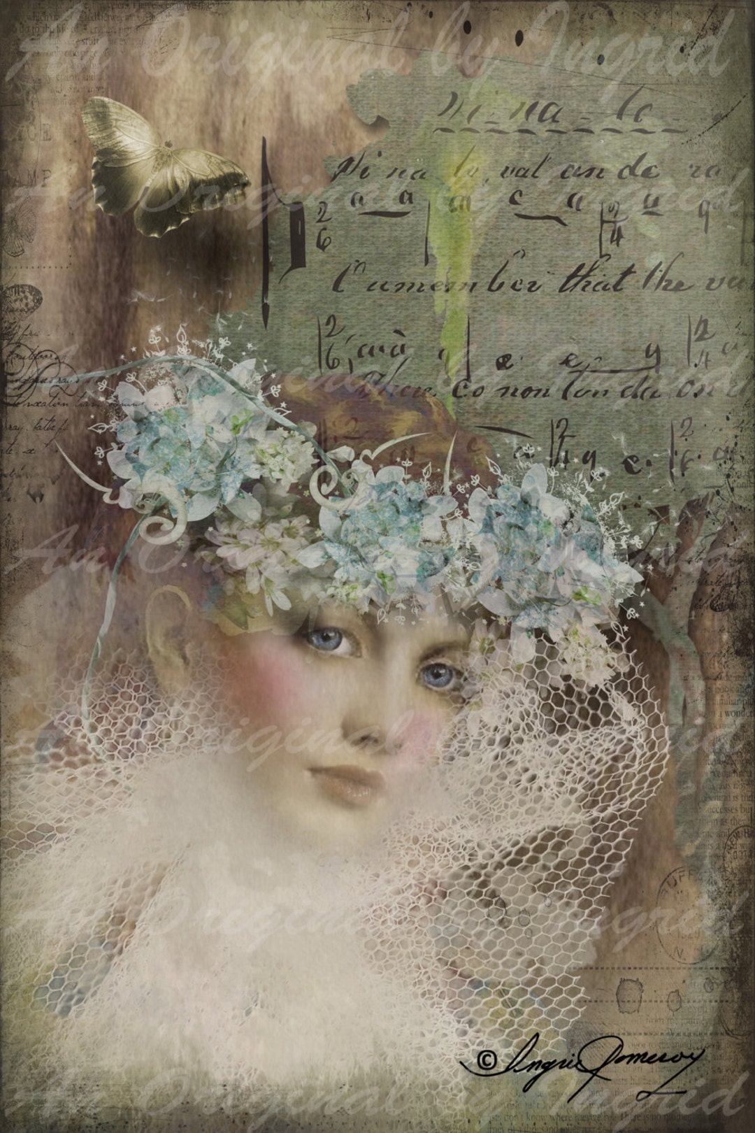 Crown of Beauty Digital Collage Greeting Card (suitable for Framing) - Etsy