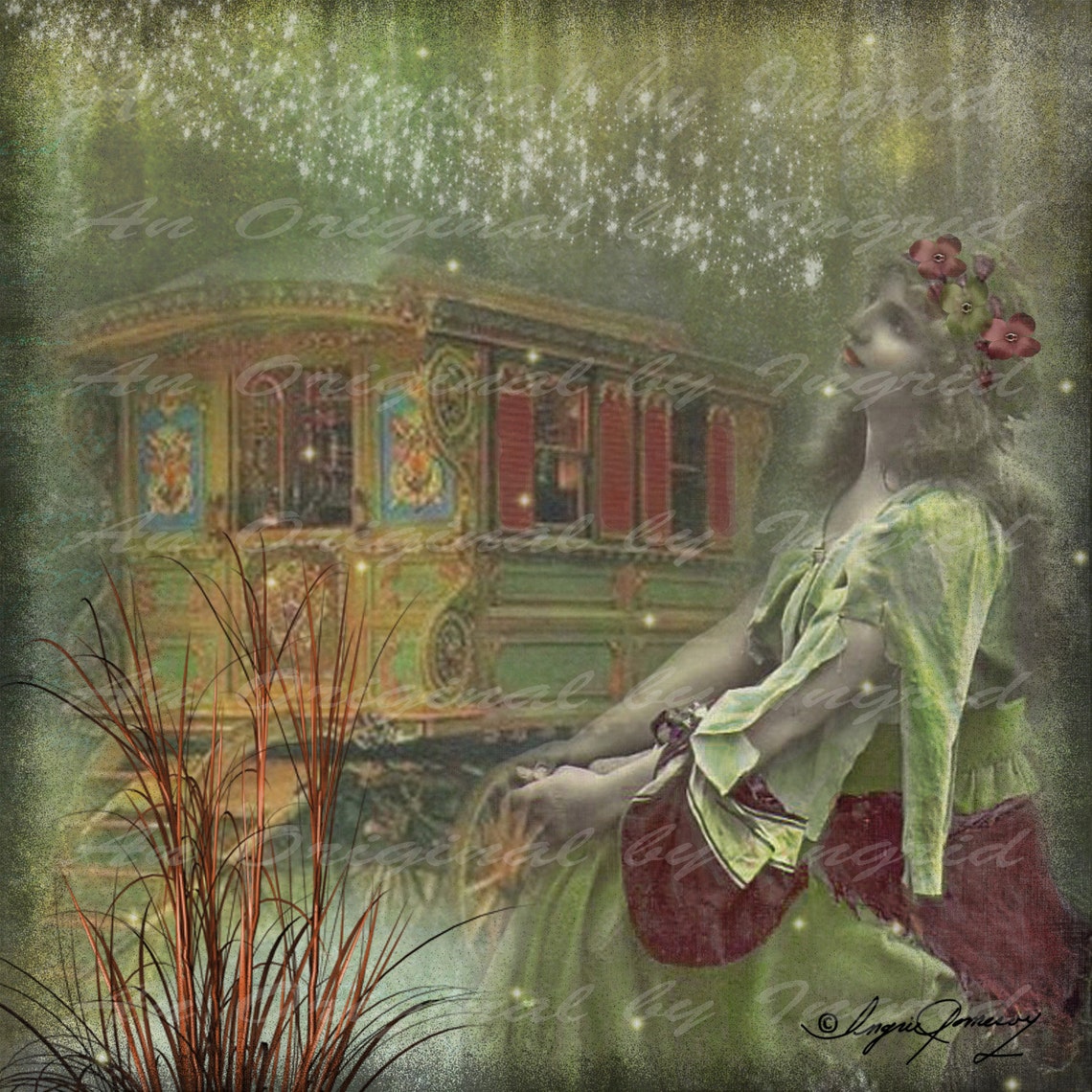 Gypsy Dreamer Digital Collage Greeting Card (suitable for Framing) - Etsy