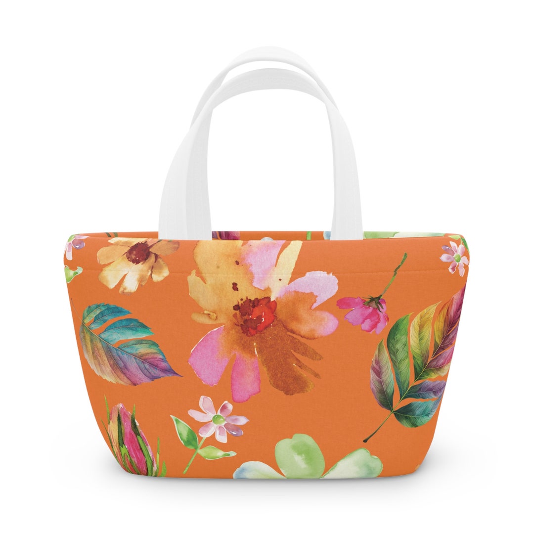 Floral Lunch Bag, Watercolor Flower Tote, Insulated Lunch Tote ...