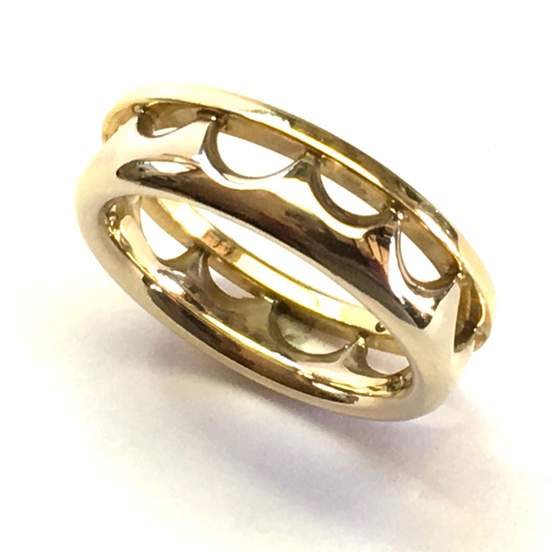 18k Two-tone Recycled Gold Men's Parachute "chute" Wedding or ...