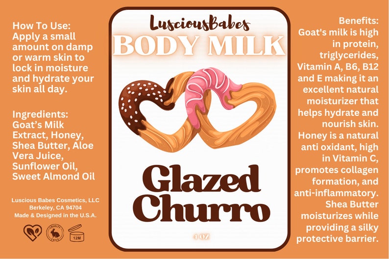 Body Milk Churro - Lightweight, Fast-absorbing, Non-greasy, Hydrating ...