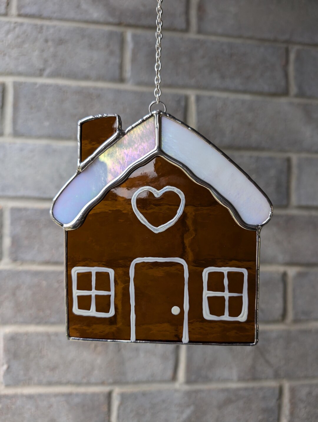 Gingerbread House Stained Glass Suncatcher - Etsy