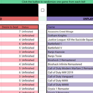 Video Game Tracker/backlog Track and Finish All Your Games - Etsy