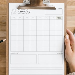 Printable Monthly Running Planner - Etsy