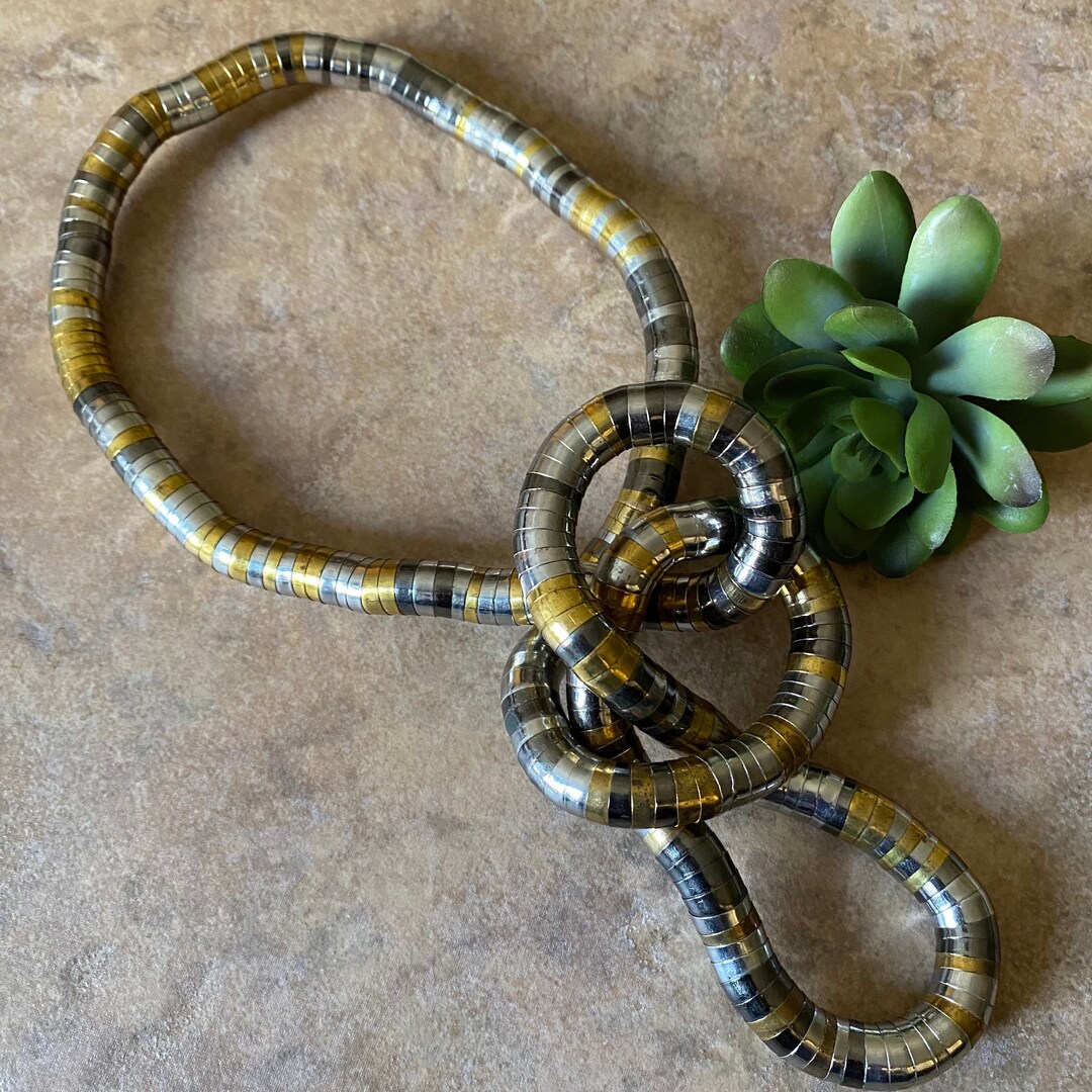 Bendy Tricolor Snake Sculptural Necklace - Etsy