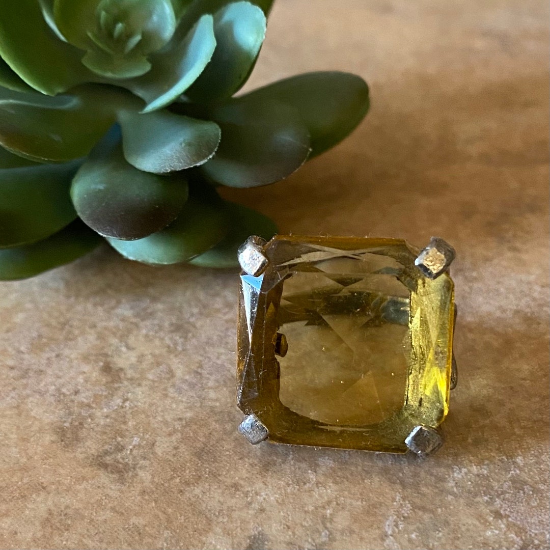 Rare Silver Tone Square Faux Citrine Womens Fashion Ring - Etsy