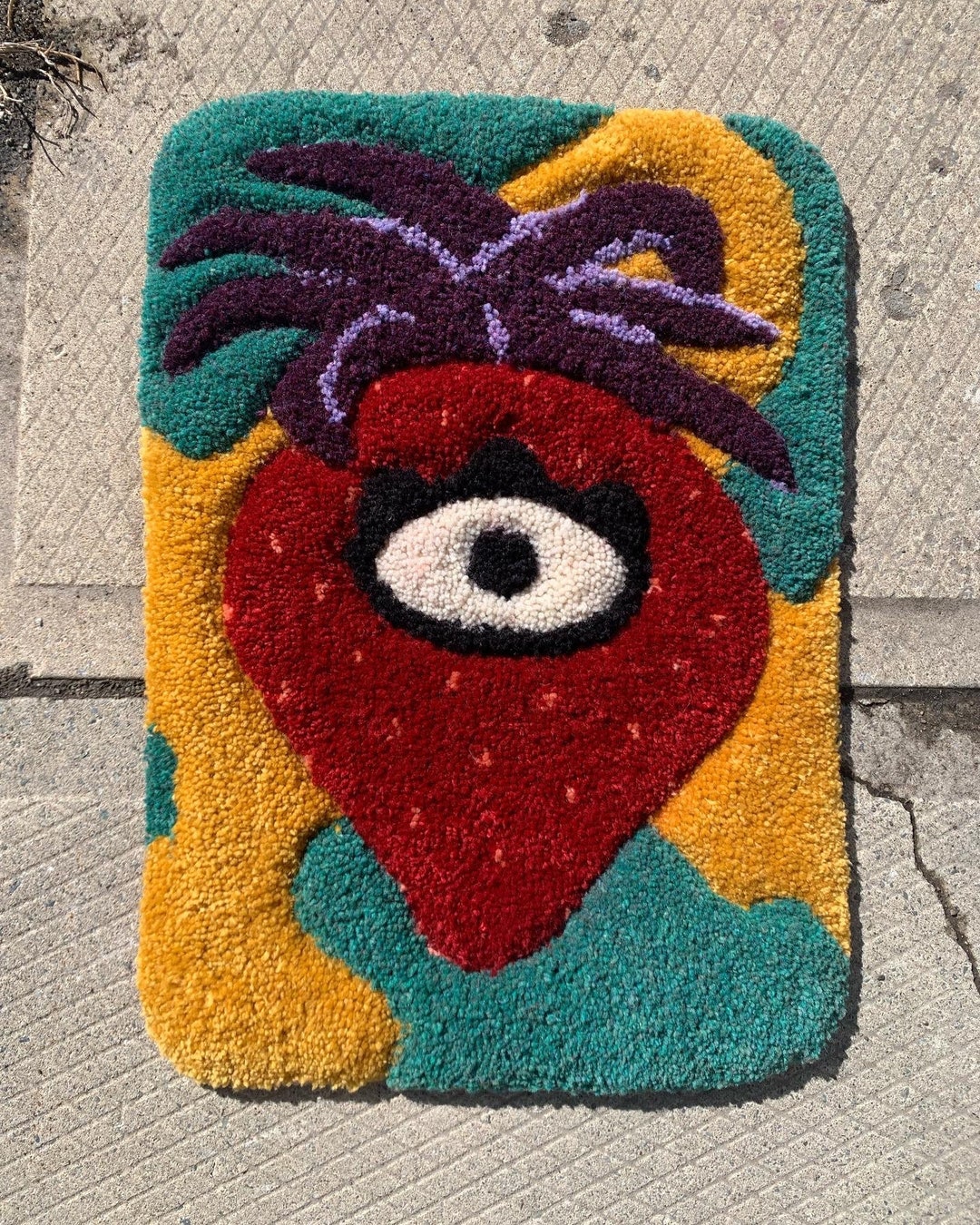 Handcrafted Punch Needle Wool Rug Punk Strawberry - Etsy