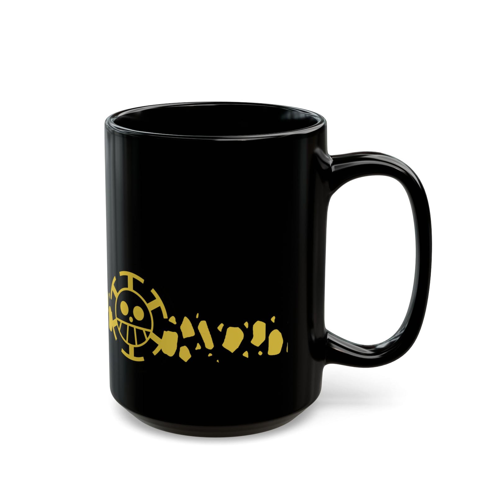 Mug, One Piece Inspired Trafalgar Law Heart Pirates Black Coffee Cup ...