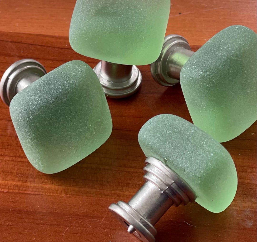 Seaglass Drawer Pull (1) Fantastic Light Seafoam Green Colored Cultured Seaglass Cupboard Knob ...