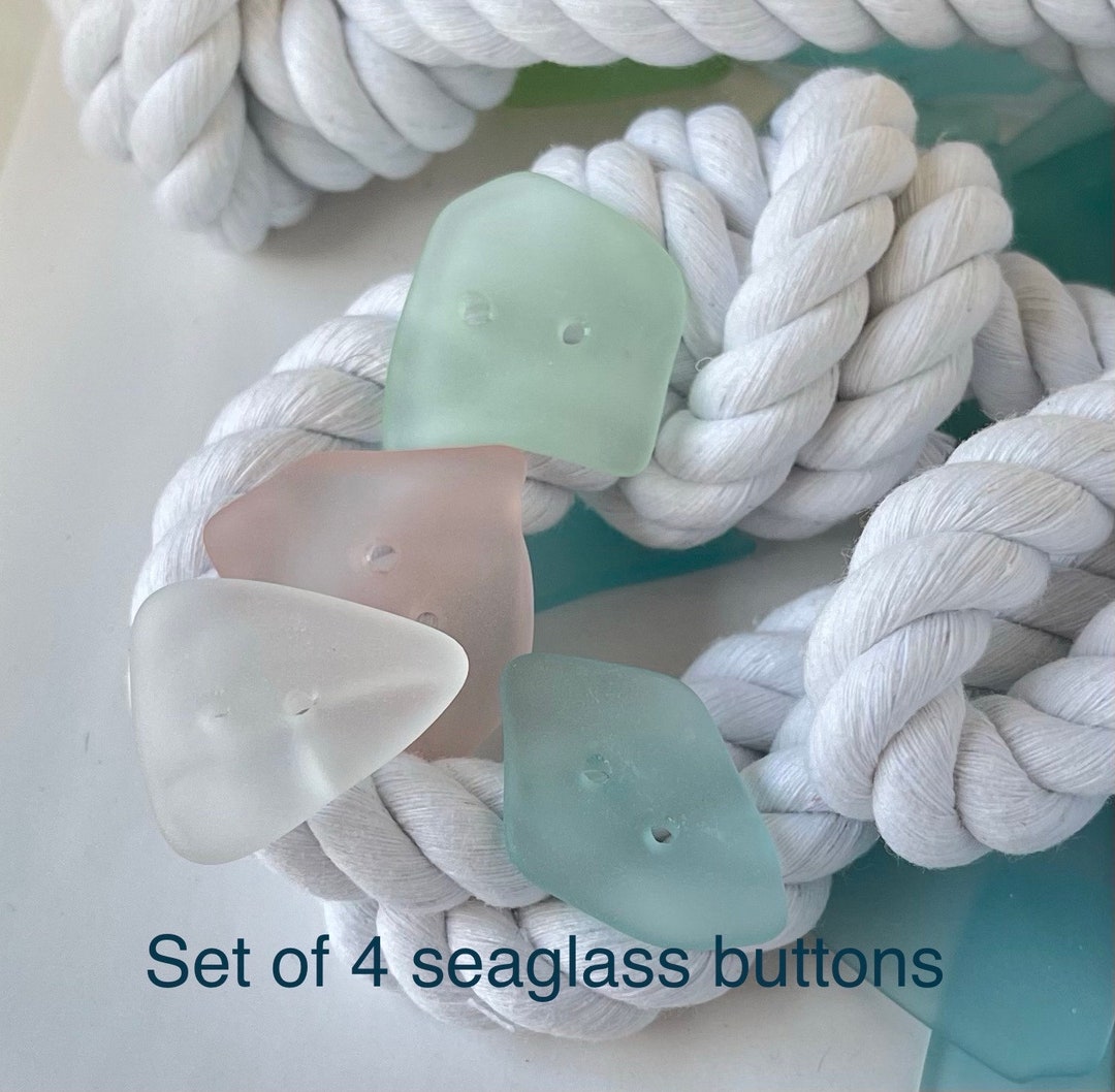 Seaglass Inspired Buttons, 2 Hole Seafoam Green Pink Teal & White Glass ...