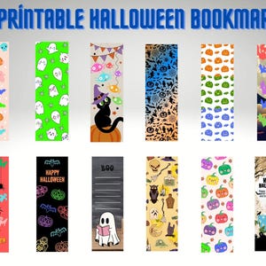 12 Types of Printable Bookmarks - Halloween Bookmarks - Colorful ...
