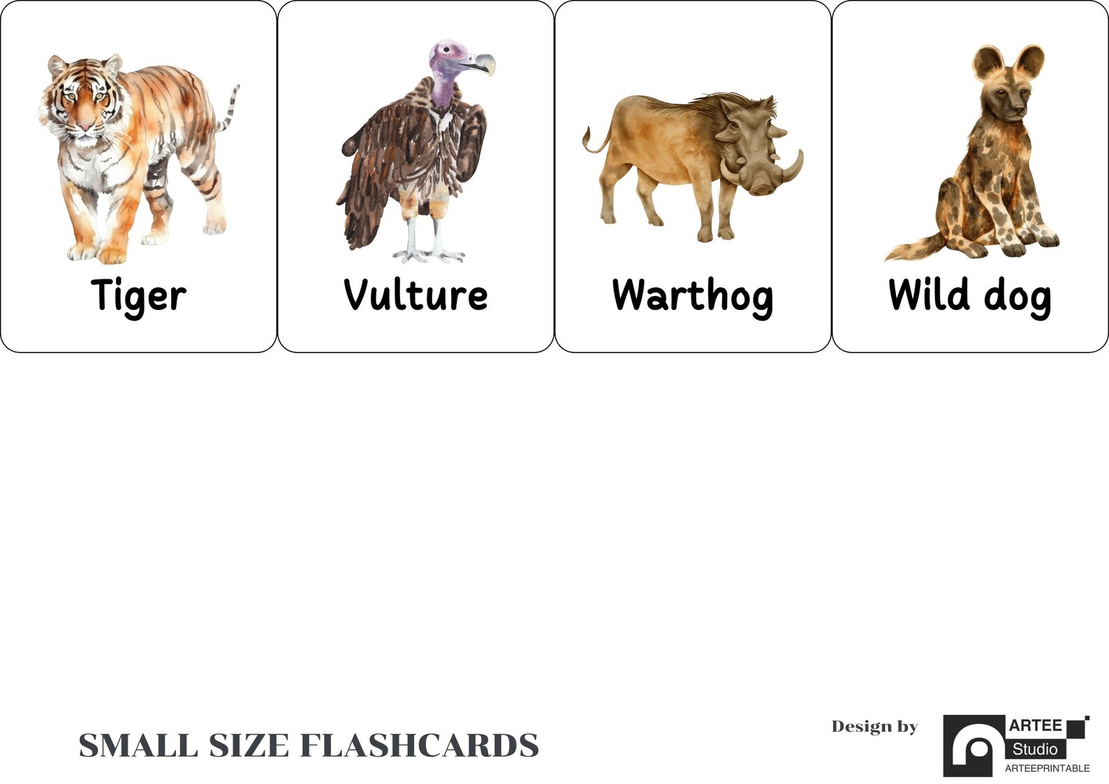 Safari Animals Cards 28 Cards Flash Cards Nomenclature Flashcards PDF ...