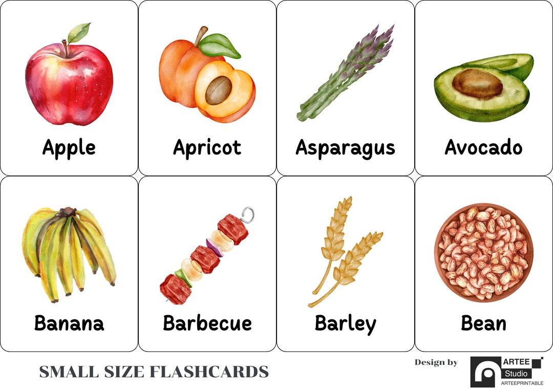 Foods Cards 44 Cards Flash Cards Nomenclature Flashcards PDF Printable ...