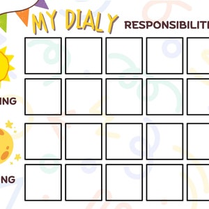 Printable Kids Chore Chart Daily Routine Morning & Evening Checklist ...