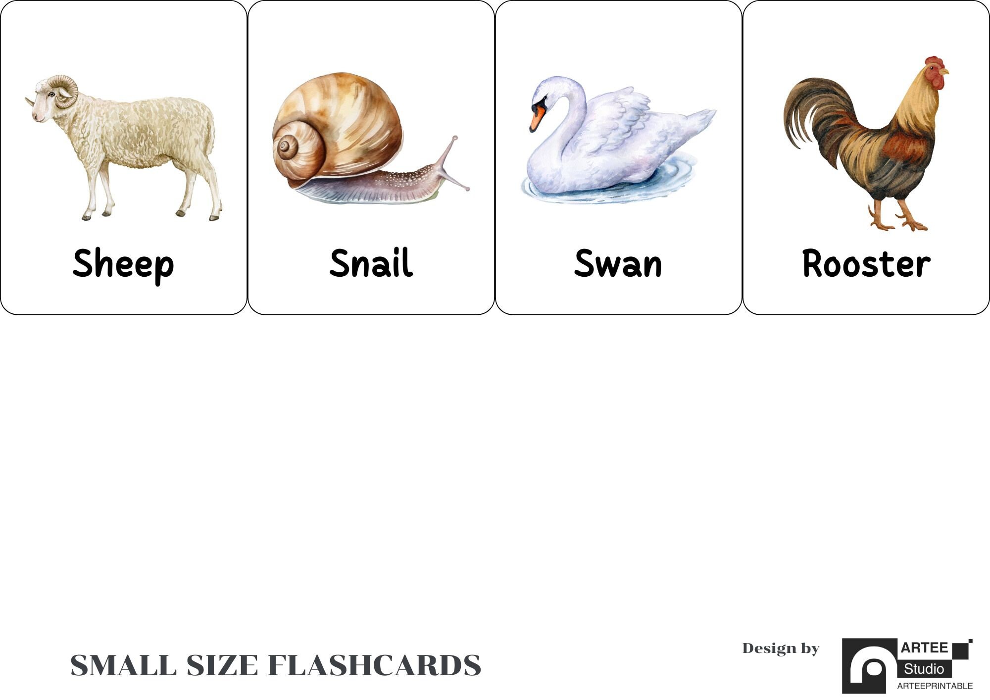 Farm Animals Cards 20 Cards Flash Cards Nomenclature Flashcards PDF ...