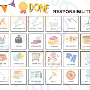 Printable Kids Chore Chart Daily Routine Morning & Evening Checklist ...