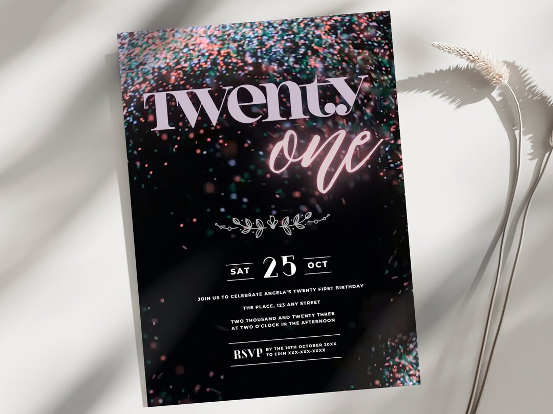 21st Birthday Invitation Template L DIY Budget Friendly Canva Template ...