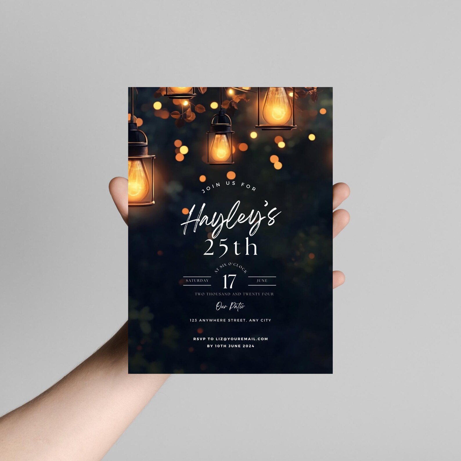 String Lights Invitation, INSTANT DOWNLOAD, Backyard Party, Dinner ...