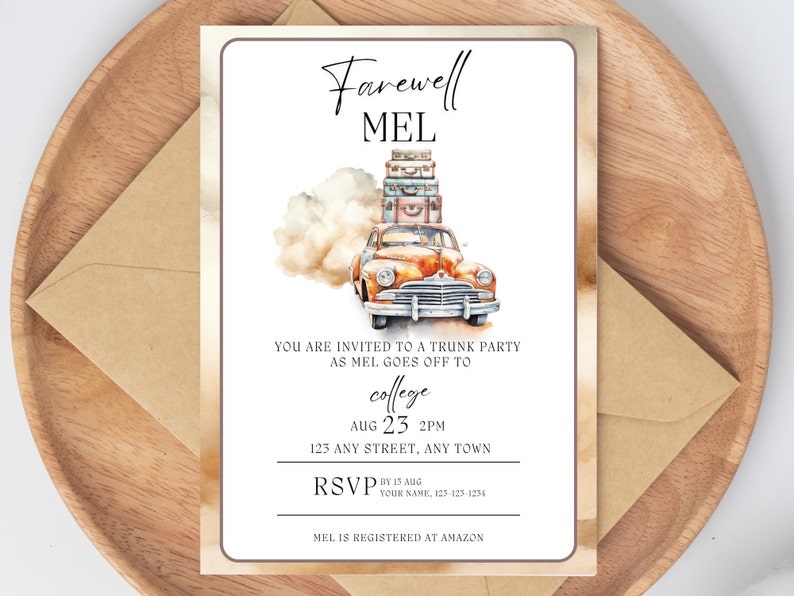 College Send off Party Invitation I Instant Download Trunk Party Invite ...