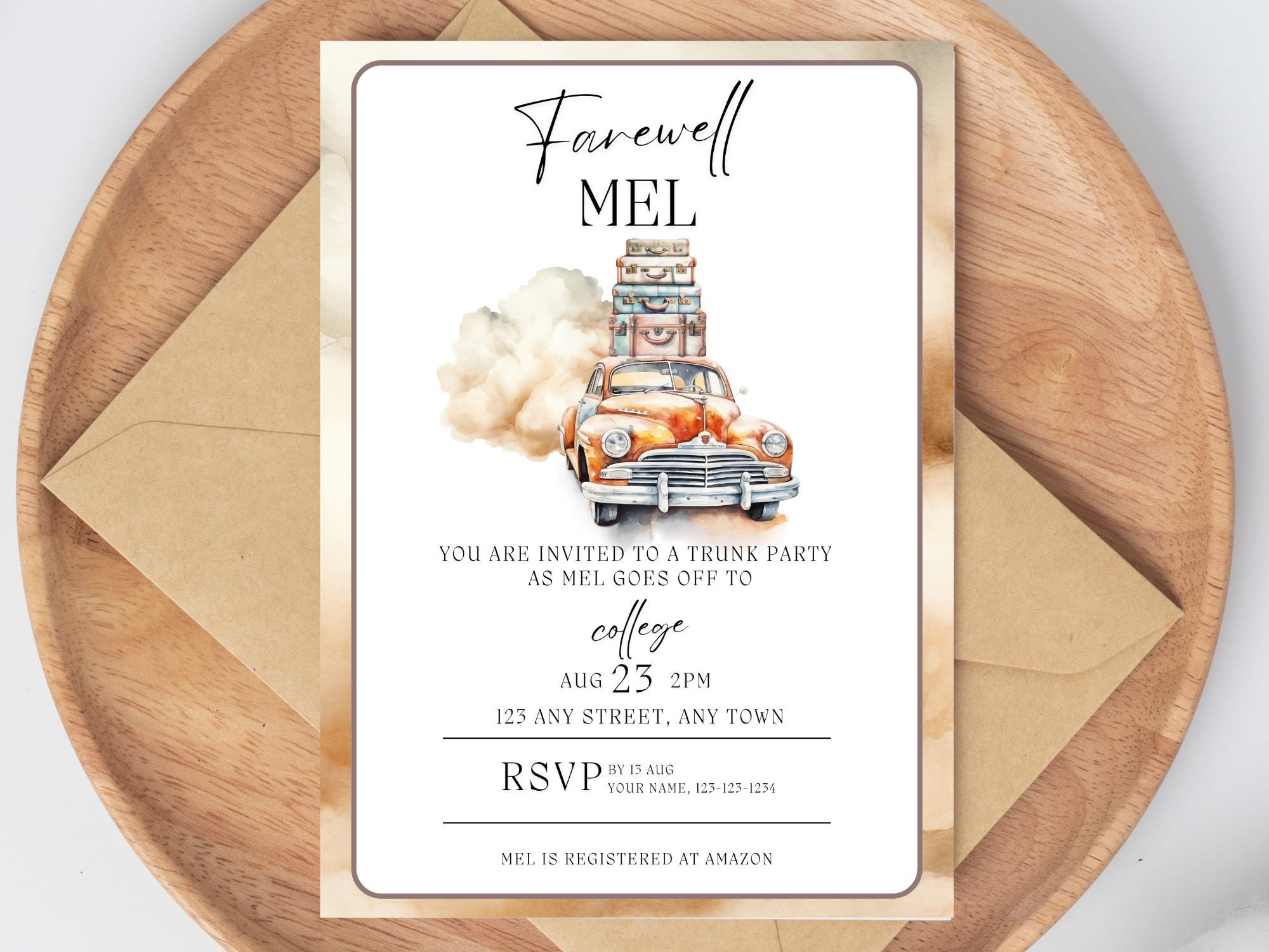 College Send off Party Invitation I Instant Download | Trunk Party ...