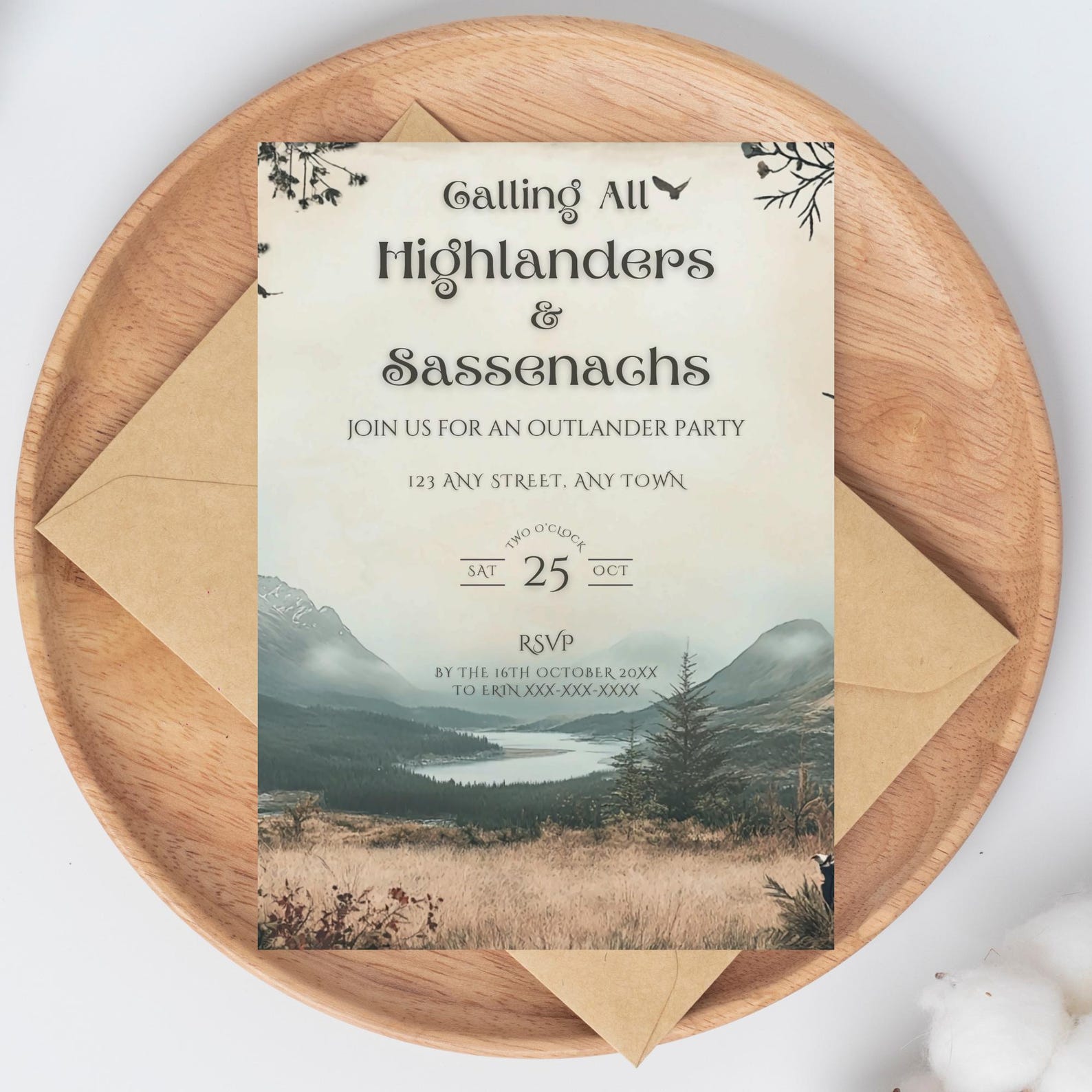 Outlander Party INSTANT DOWNLOAD Invitation, Editable Invite, Scottish ...