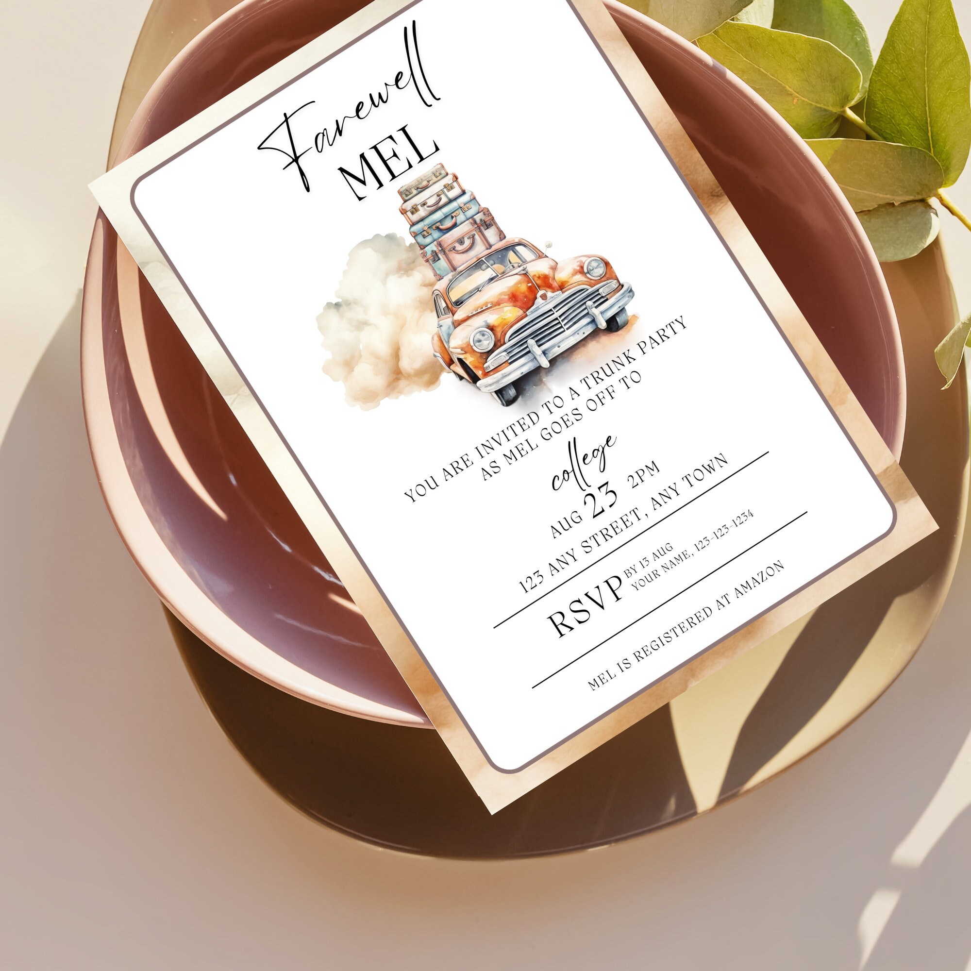 College Send off Party Invitation I Instant Download | Trunk Party ...
