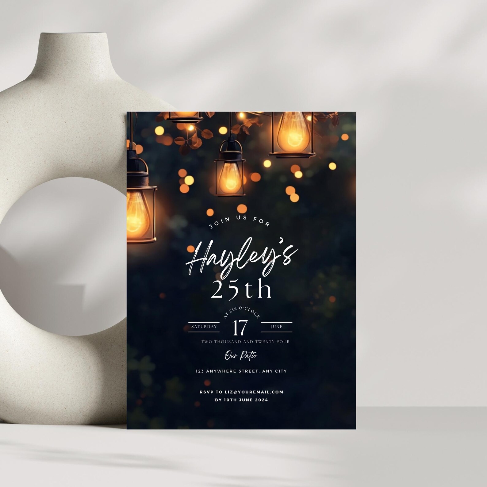 String Lights Invitation, INSTANT DOWNLOAD, Backyard Party, Dinner ...