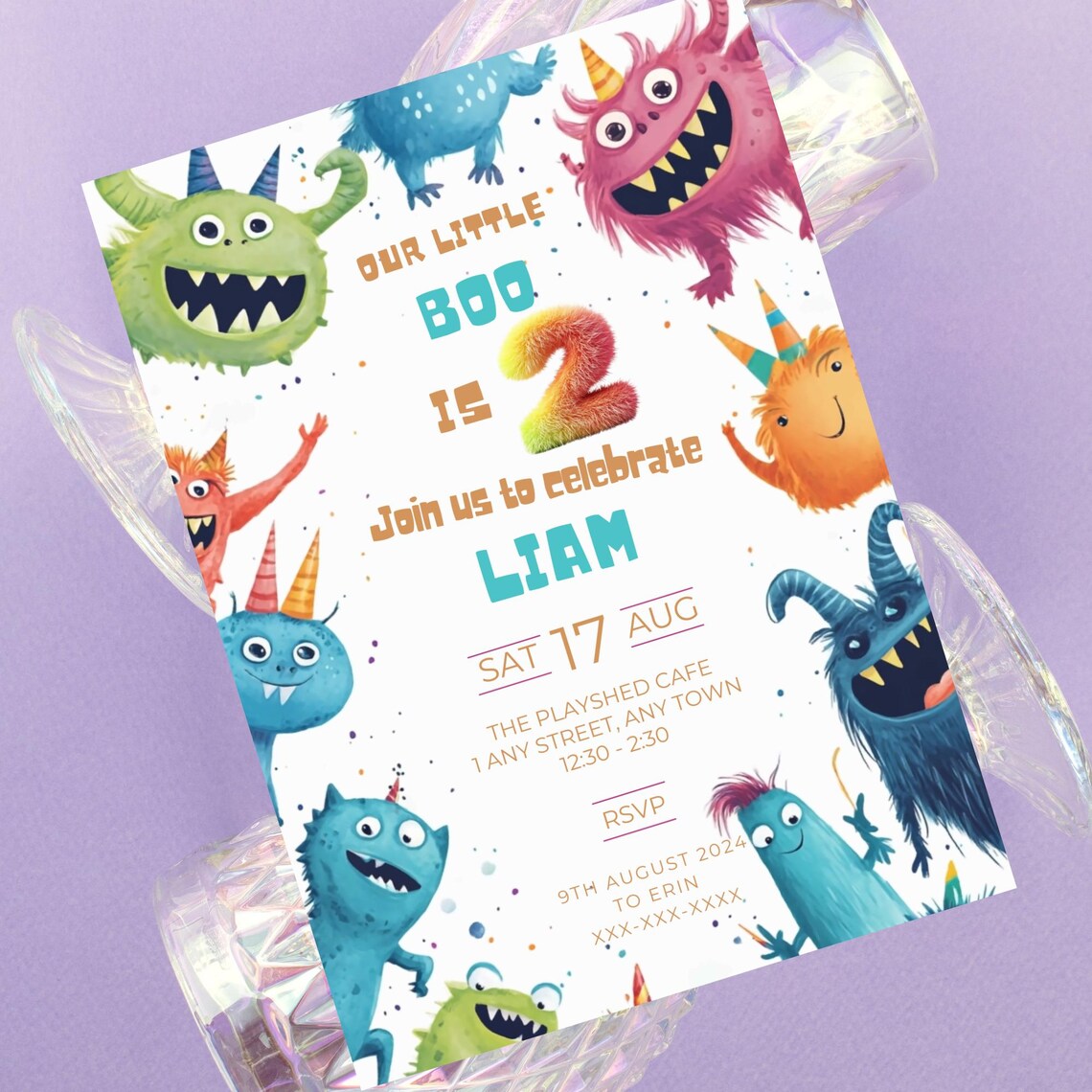 Editable Monster Birthday Invitation, Monster 2nd Birthday, Monster ...