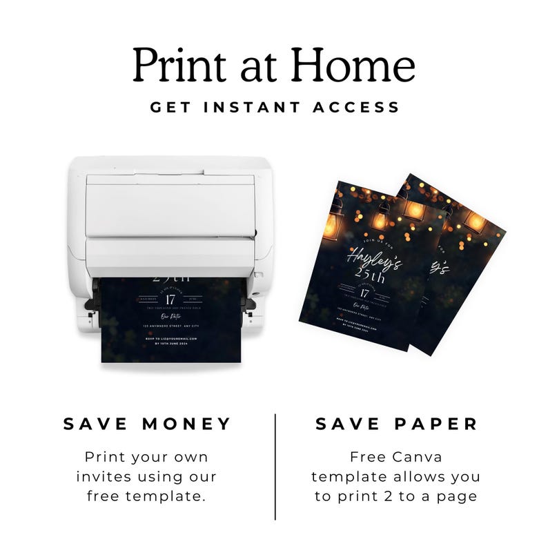 String Lights Invitation, INSTANT DOWNLOAD, Backyard Party, Dinner ...