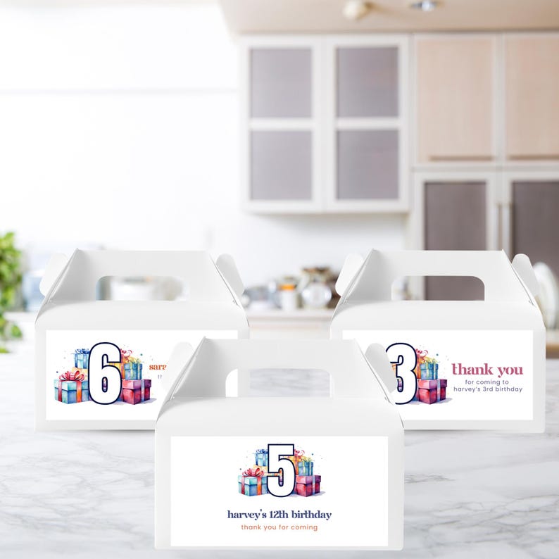 Editable Birthday Party Box Label Template (digital Download) - Etsy