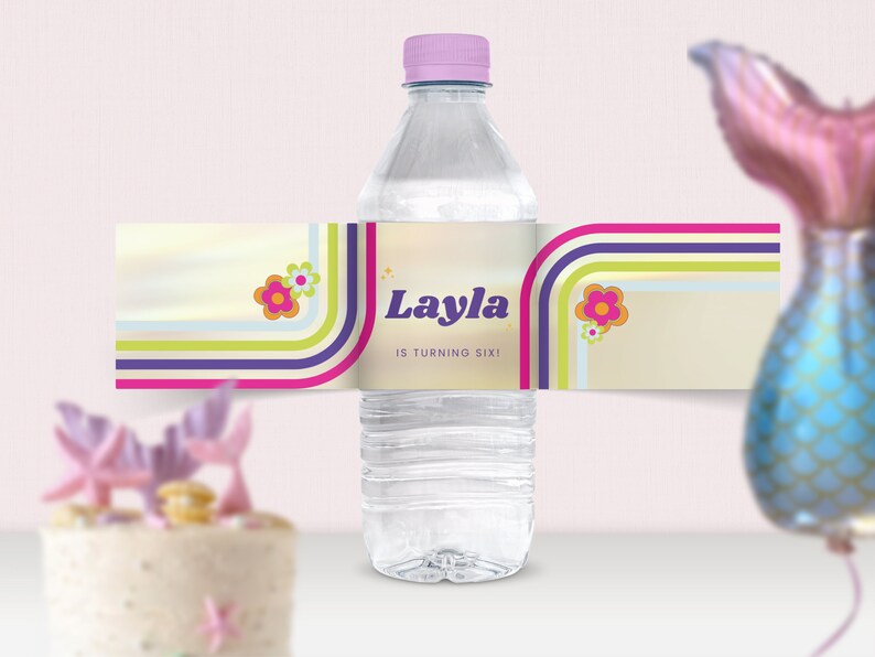 Groovy Water Bottle Labels, Instant Download Label, Hippie Birthday ...