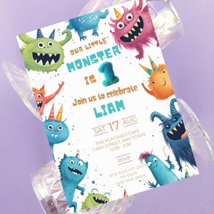 Editable Monster Birthday Invitation, Monster First Birthday, Monster ...