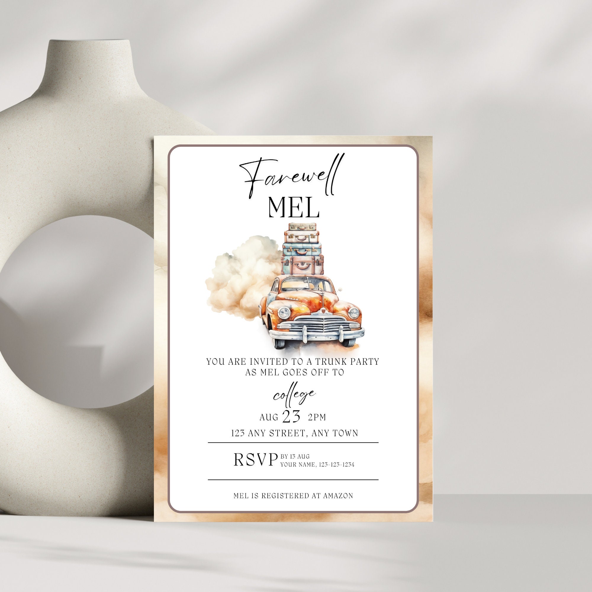 College Send off Party Invitation I Instant Download | Trunk Party ...