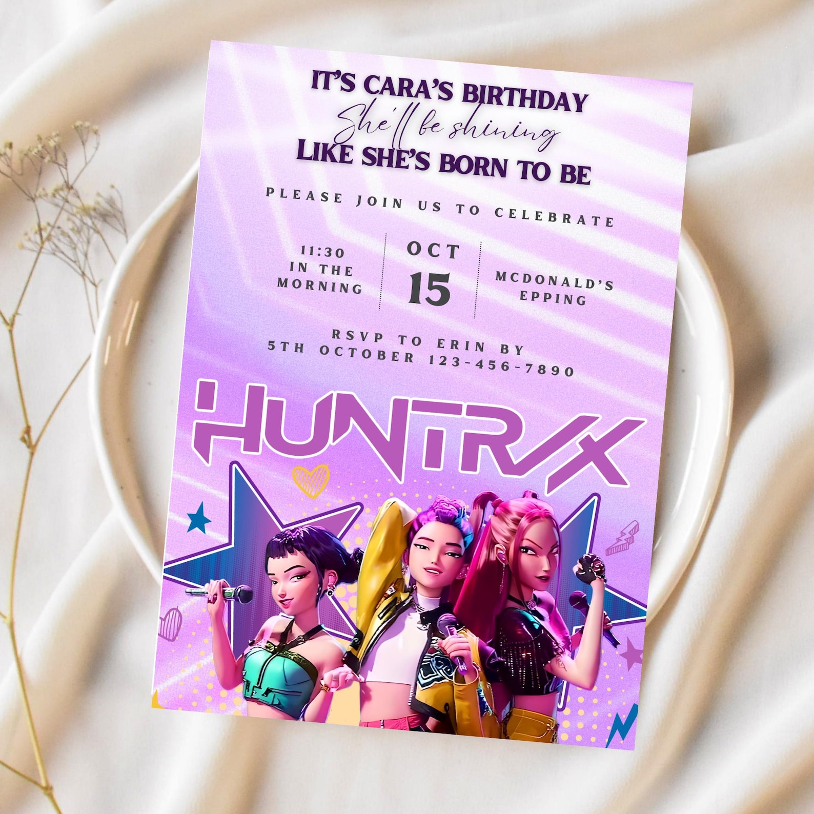 Huntrix Birthday Invitation Template | K-pop Editable Digital Invite ...
