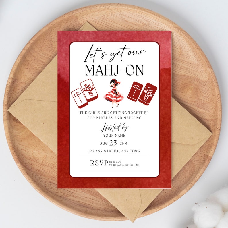 Mahjong Party | Digital Download | Customizable Instant Digital ...