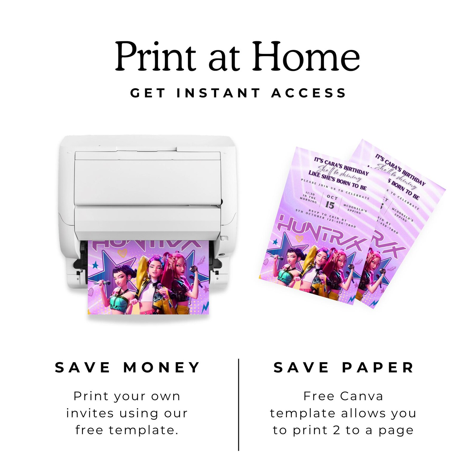Huntrix Birthday Invitation Template | K-pop Editable Digital Invite ...