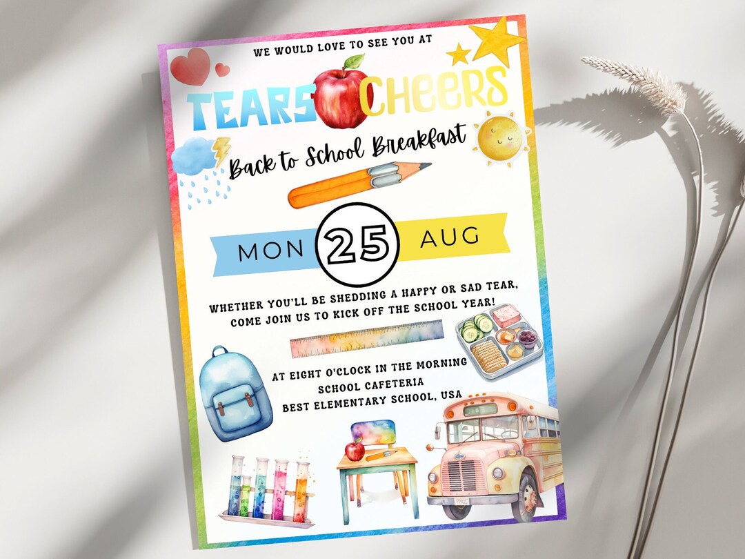 Tears and Cheers Invite L Back to School | Printable Invitation ...