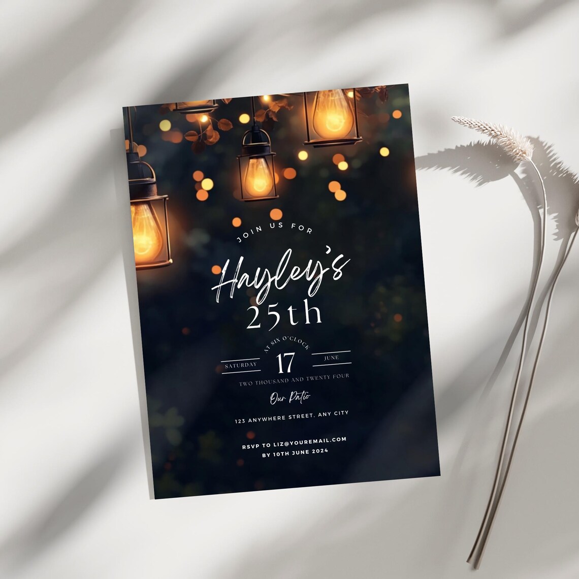String Lights Invitation, INSTANT DOWNLOAD, Backyard Party, Dinner ...
